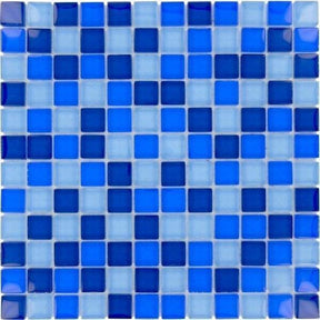 Glass Mosaic Tile Navy Blue Blend 1 x 1 | Mineral Tiles