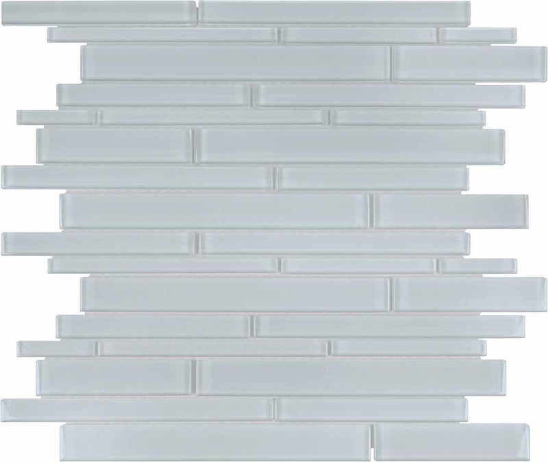 Glass Mosaic Tile Strip Soft Blue | Mineral Tiles