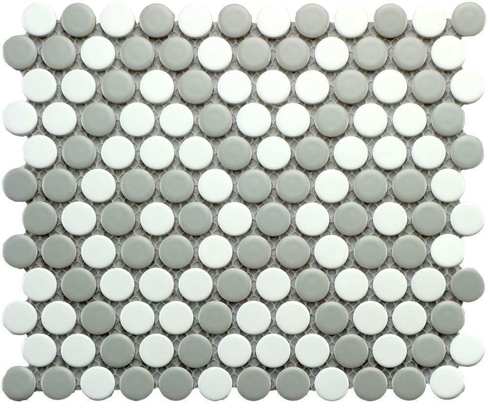 Penny Round Mosaic Tile Grey Pattern for floor and wall