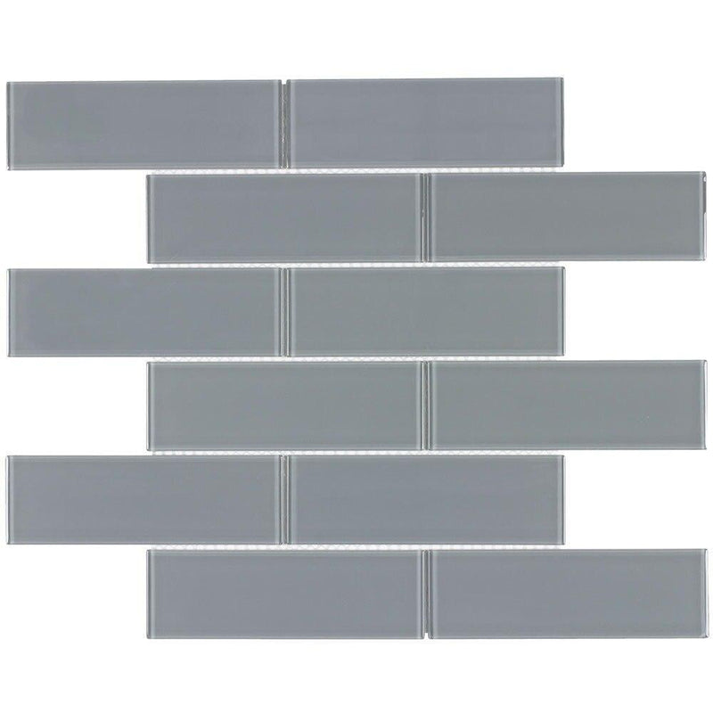 Glass Subway Tile Metropole Grey 2x6 | Mineral Tiles