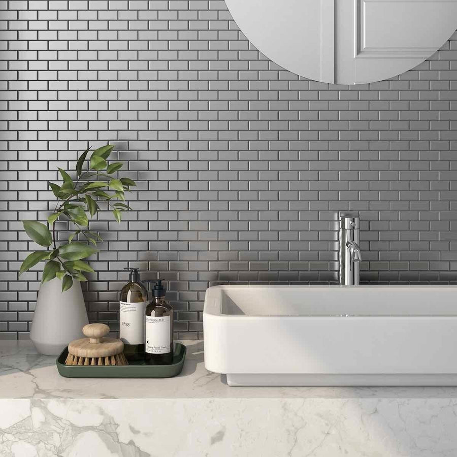 Stainless Steel Subway Tile Silver 1 x 2 | Mineral Tiles