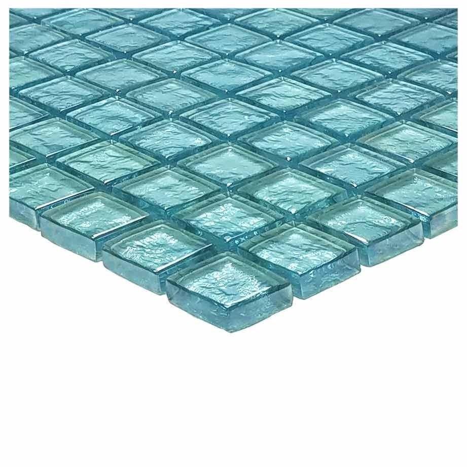 Iridescent Clear Glass Pool Tile Aqua 1 x 1 | Mineral Tiles