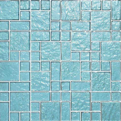 Iridescent Clear Glass Pool Tile Aqua Mixed | Mineral Tiles