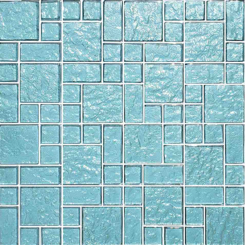 Iridescent Clear Glass Pool Tile Aqua Mixed | Mineral Tiles