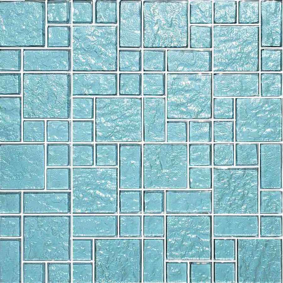 Iridescent Clear Glass Pool Tile Aqua Mixed | Mineral Tiles