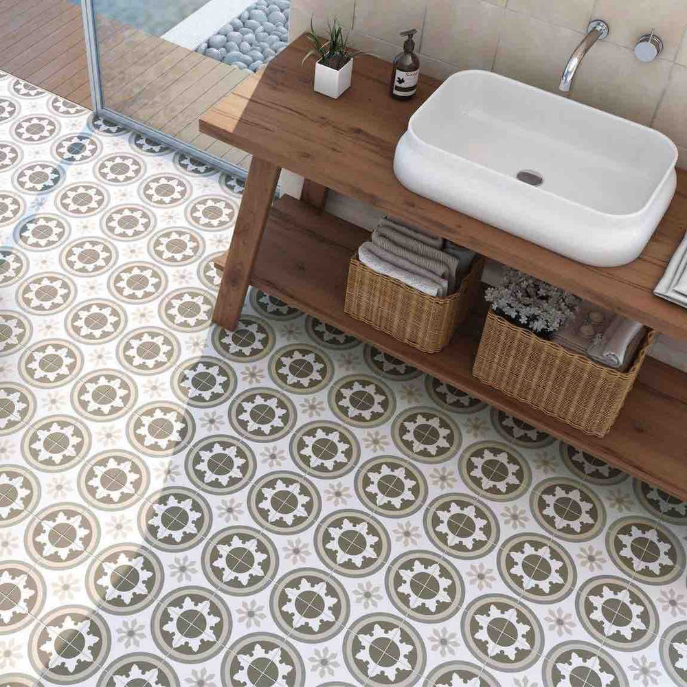 Patterned Porcelain Tile Herb 8x8 | Mineral Tiles
