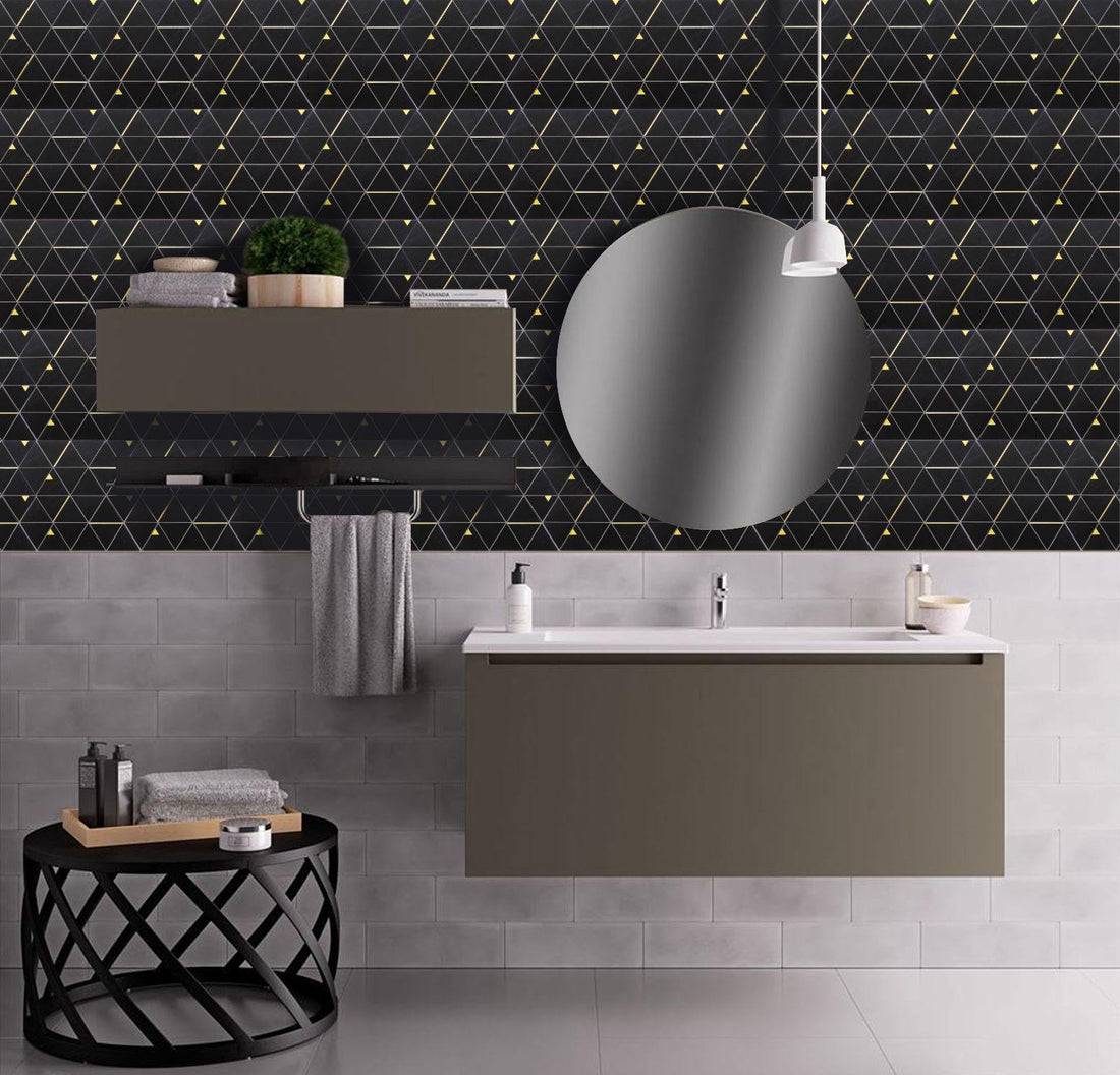Inlay Brass Gold Black Tile Pyramid | Mineral Tiles