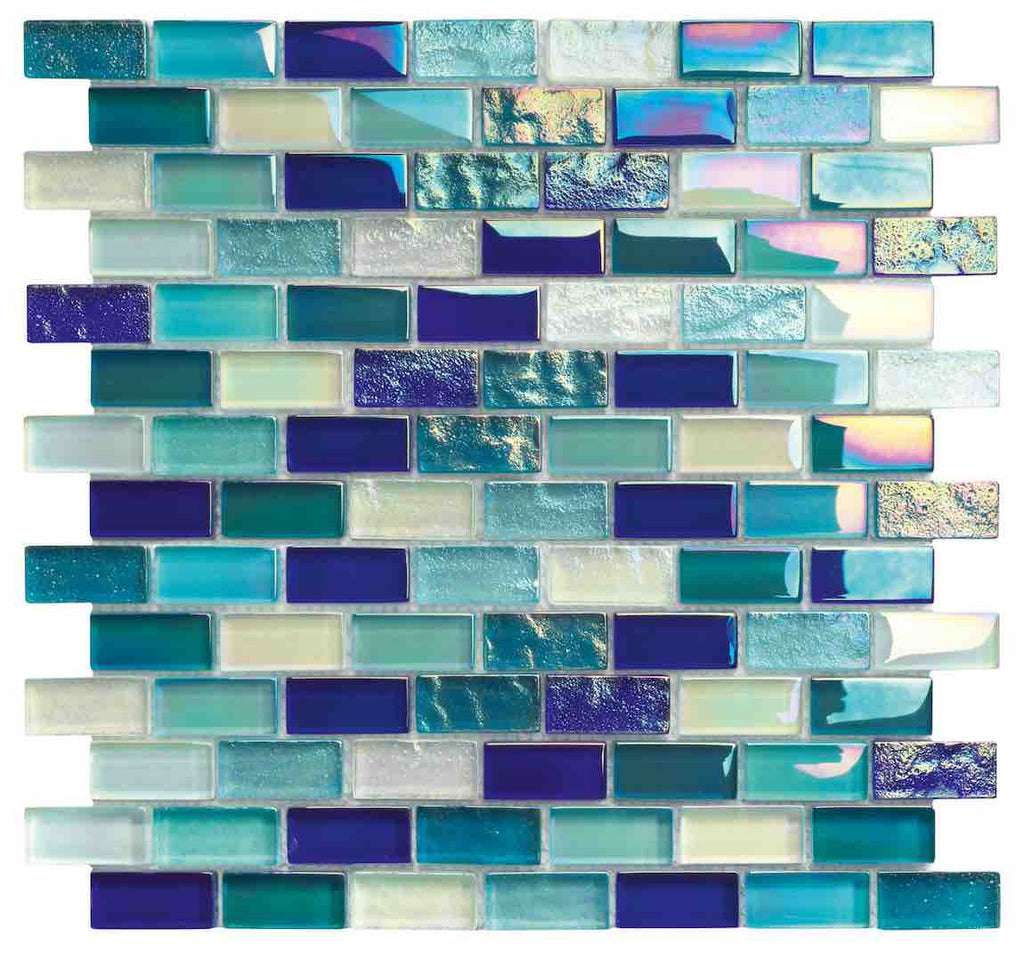Reflections Iridescent Glass Tile Blend 1x2 | Mineral Tiles