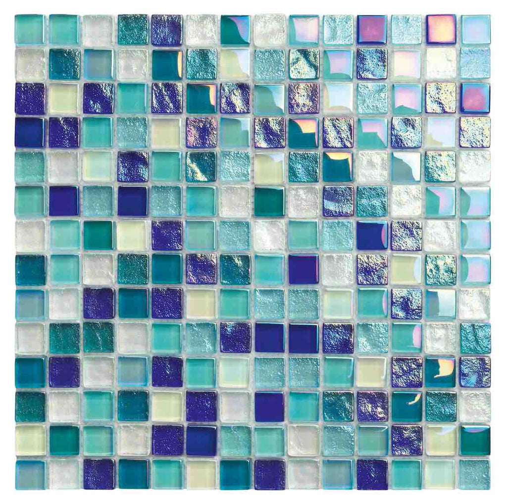 Reflections Iridescent Glass Tile Blend 1x1 | Mineral Tiles