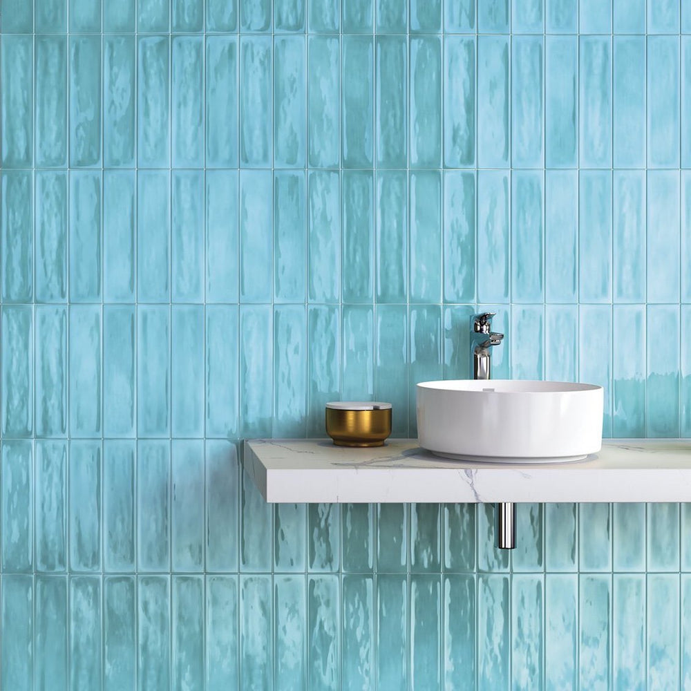 Slide Blue Glossy 3x12 Subway Wall Tile | Mineral Tiles