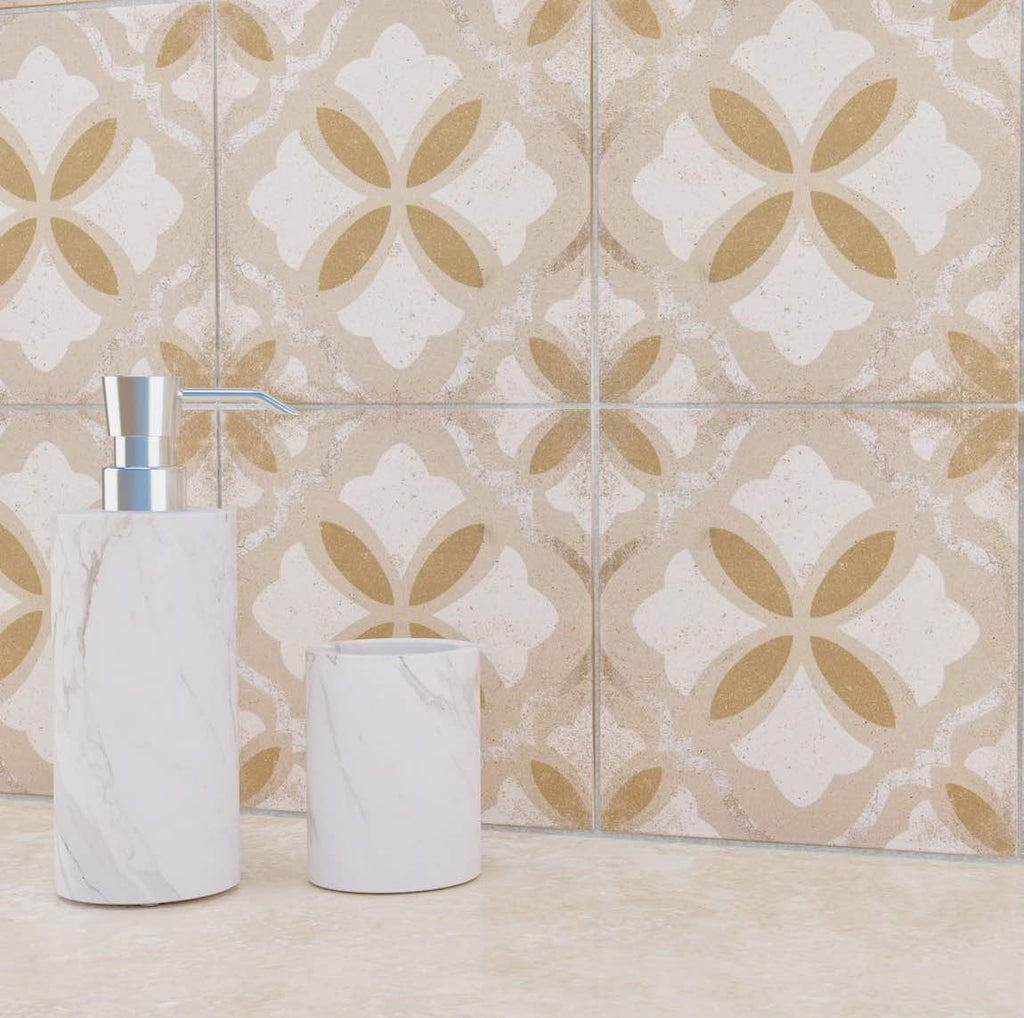 Vintage Patterned Tile Monarch Beige 9x9 | Mineral Tiles