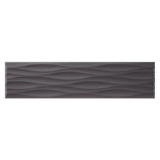 Elegance Charcoal Glossy Ripple Deco Tile 4x16