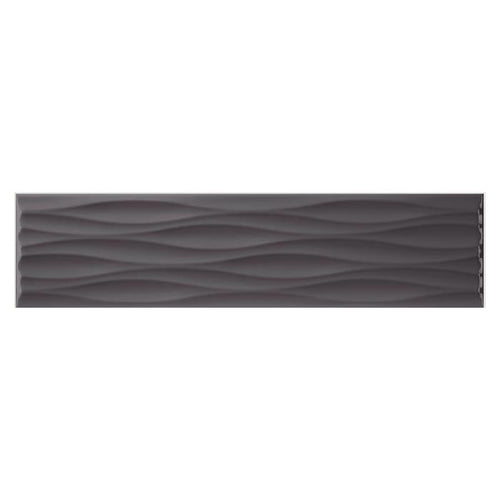 Elegance Charcoal Glossy Ripple Deco Tile 4x16