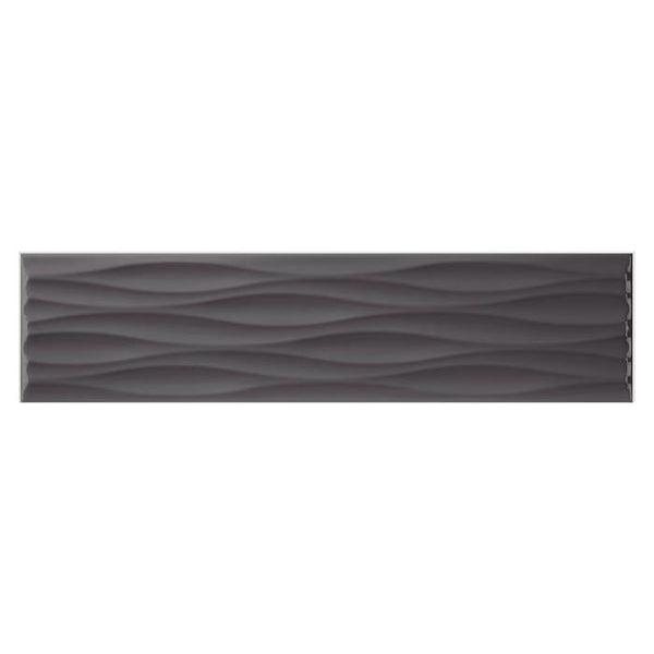 Elegance Charcoal Glossy Ripple Deco Tile 4x16