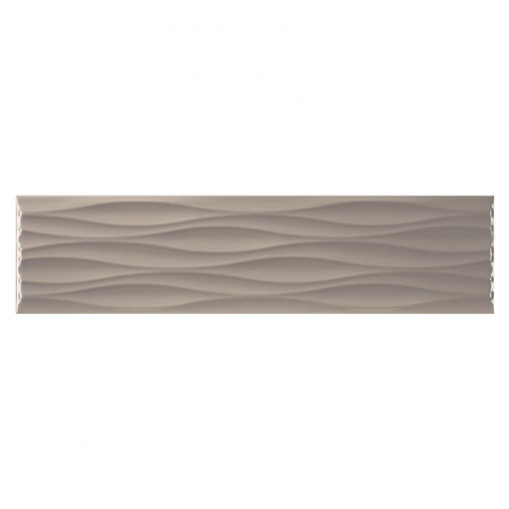 Elegance Taupe Glossy Ripple Deco Tile 4x16 | Mineral Tiles