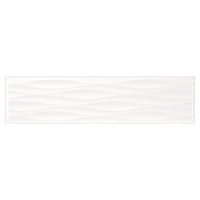 Elegance White Glossy Ripple Deco Tile 4x16 | Mineral Tiles