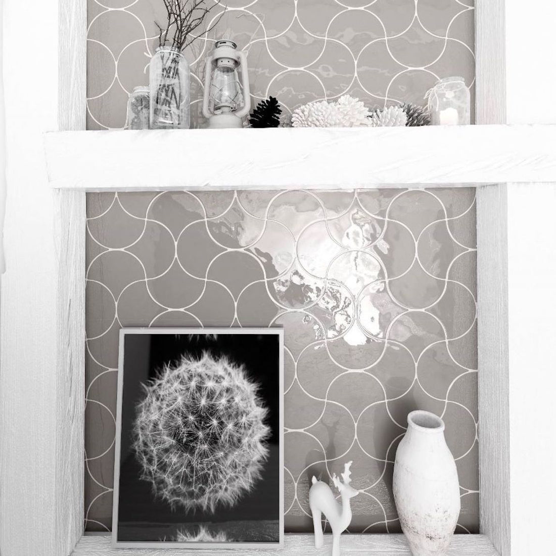 Fish Scale Wall Tile Glossy Grey 6x7 | Mineral Tiles