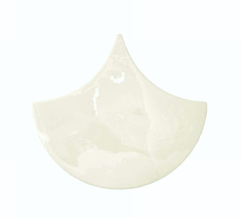 Fish Scale Wall Tile Glossy Ivory 6x7 | Mineral Tiles