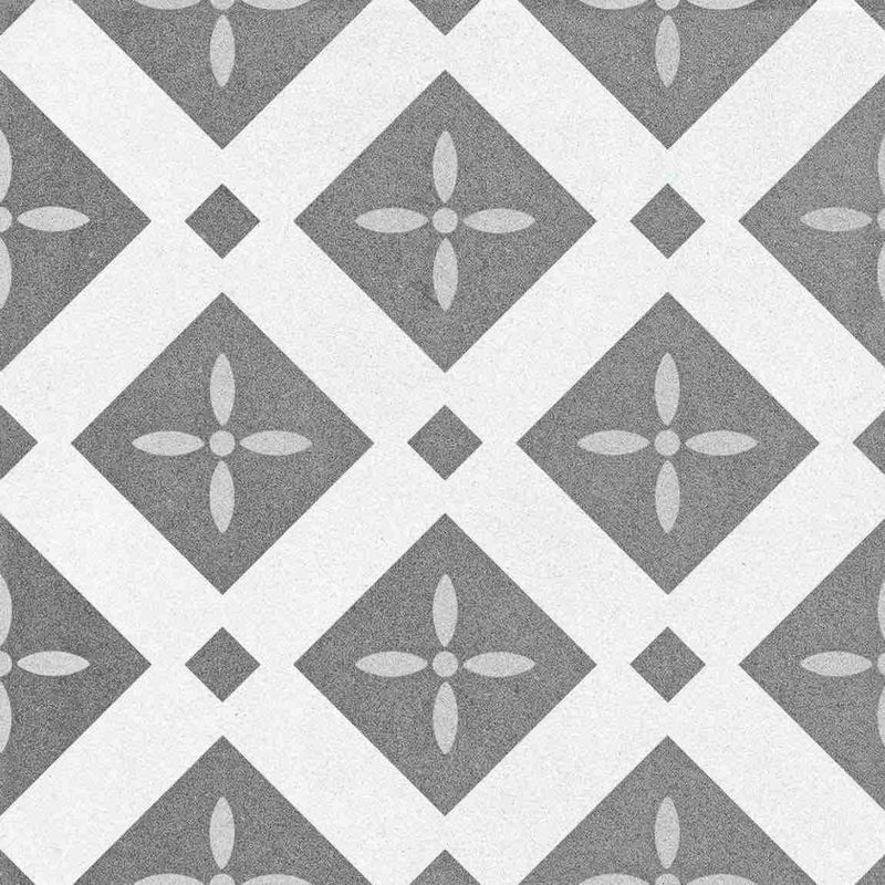 Patterned Porcelain Tile Geo Grey 8x8 | Mineral Tiles
