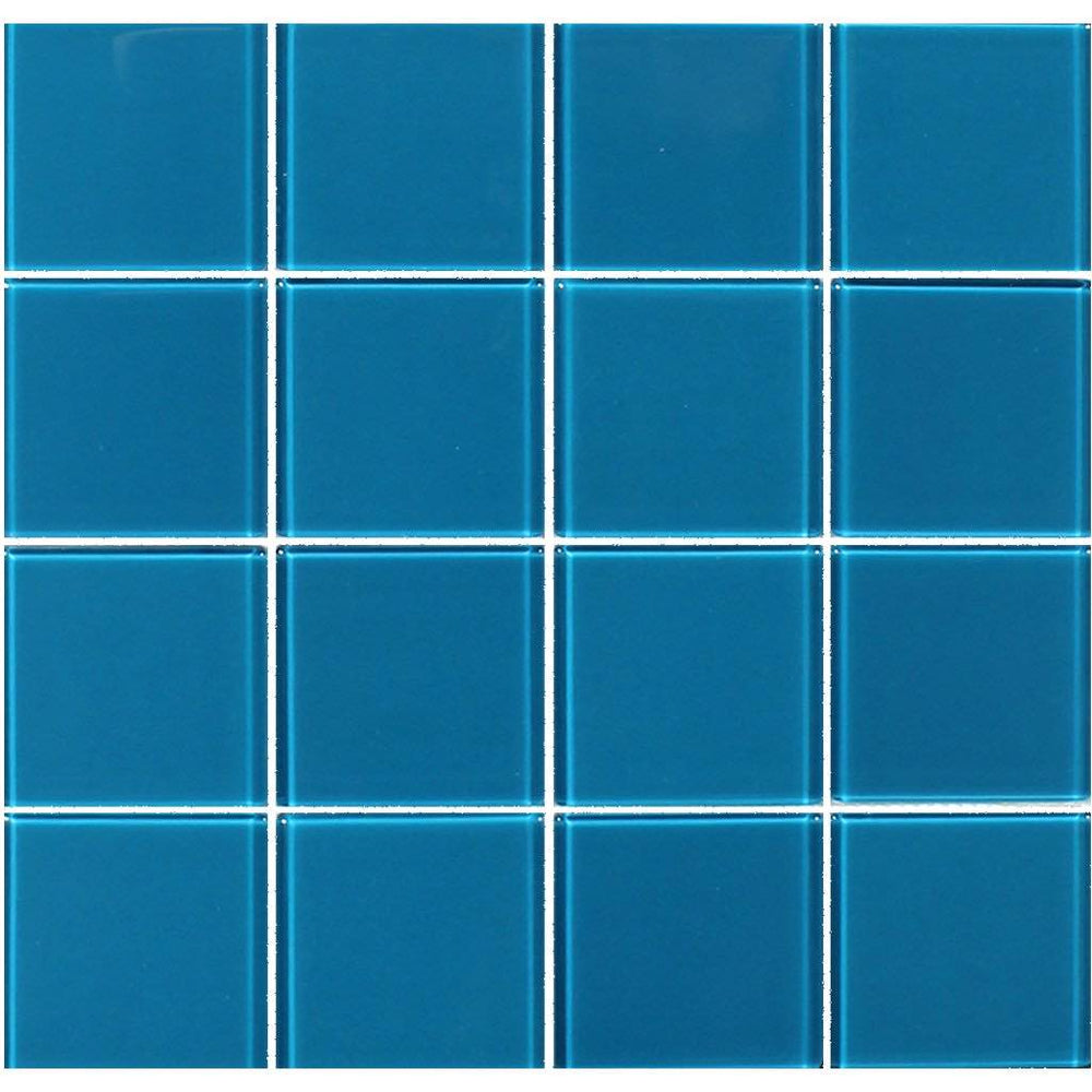 Glass Mosaic Tile Minimalistic Turquoise 3x3 | Mineral Tiles
