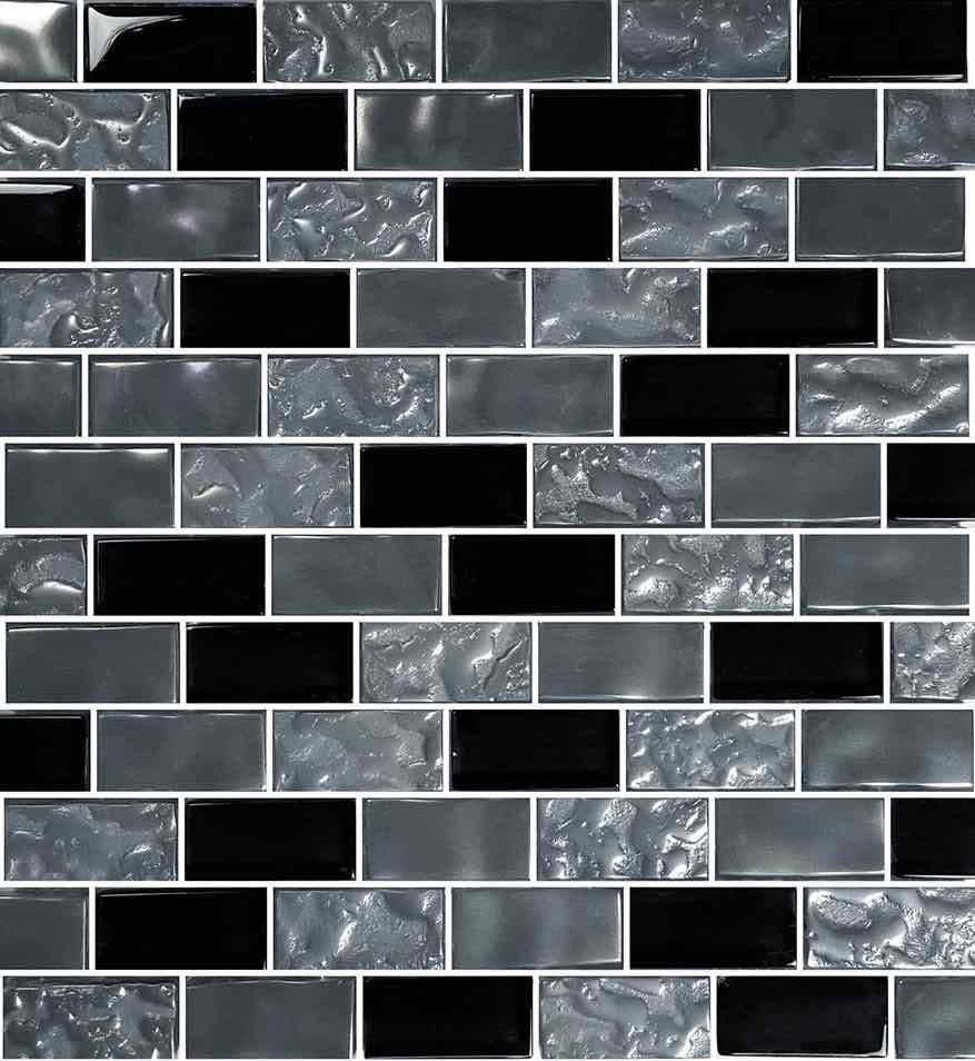 Glass Pool Mosaic Tile Black Blend 1x2 | Mineral Tiles