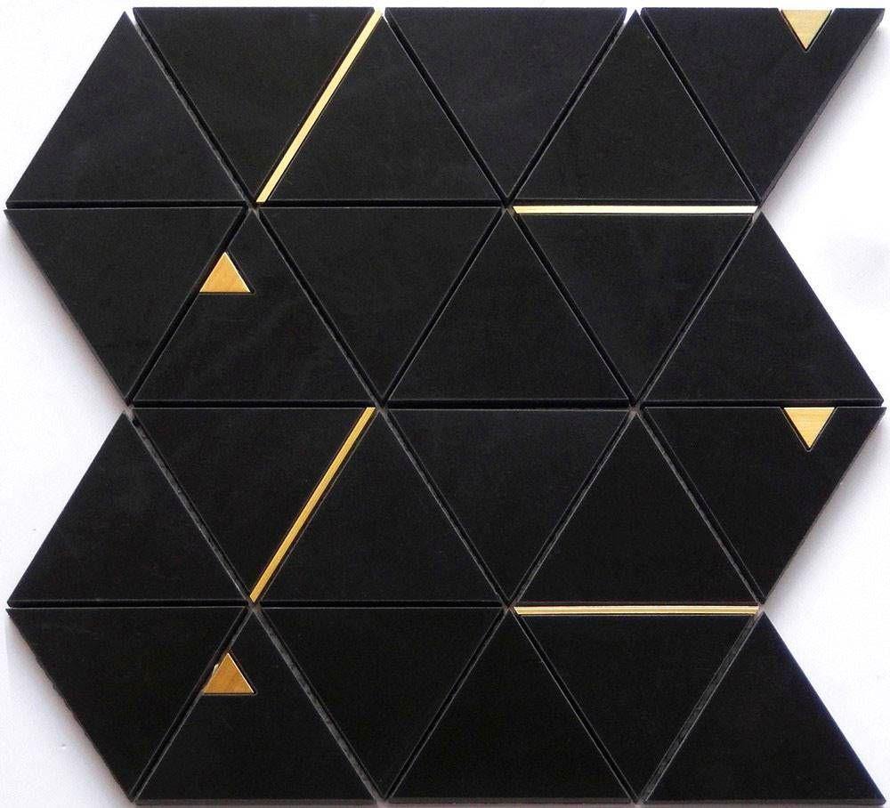 Inlay Brass Gold Black Tile Pyramid | Mineral Tiles