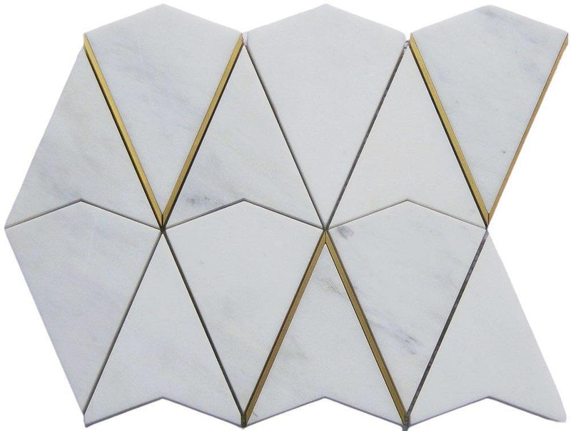 Inlay Brass Gold Calacatta Marble Tile | Mineral Tiles