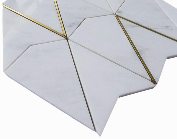 Inlay Brass Gold Calacatta Marble Tile | Mineral Tiles