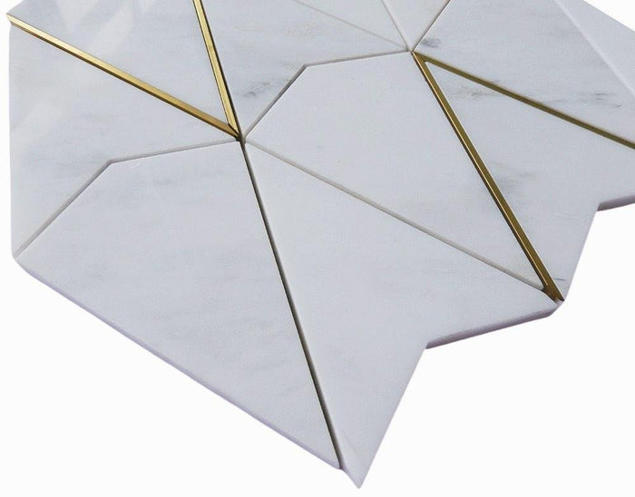 Inlay Brass Gold Calacatta Marble Tile | Mineral Tiles