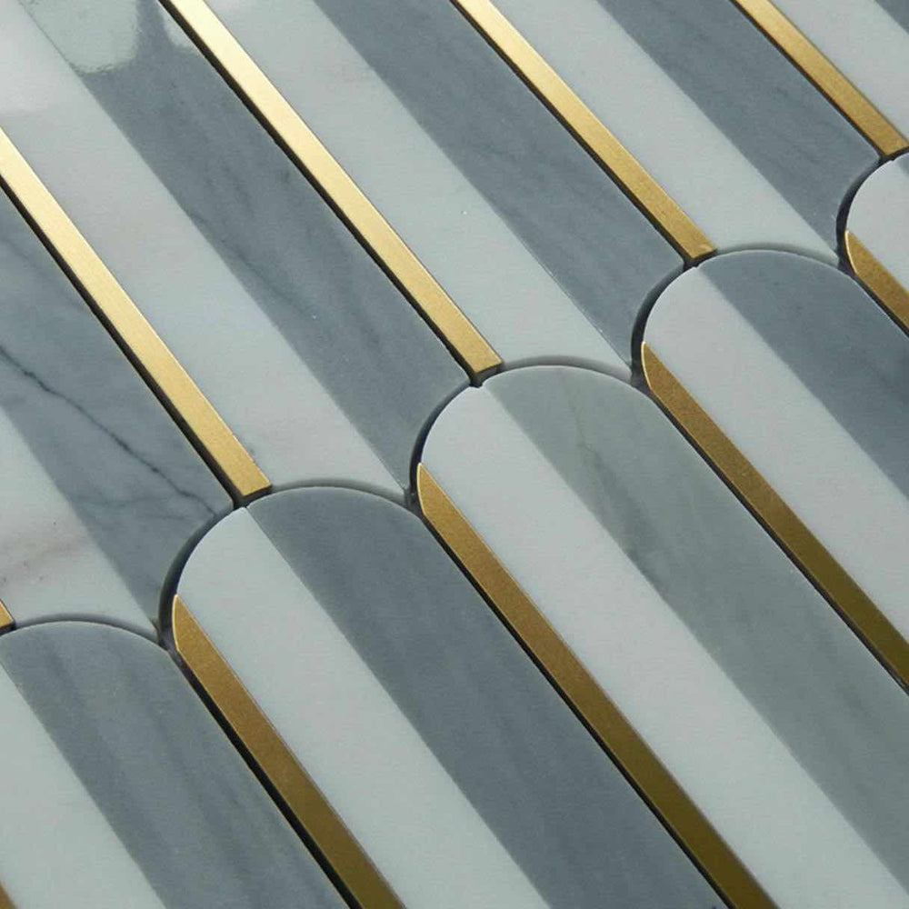 Inlay Brass Gold Marble Mosaic Tile Athens | Mineral Tiles
