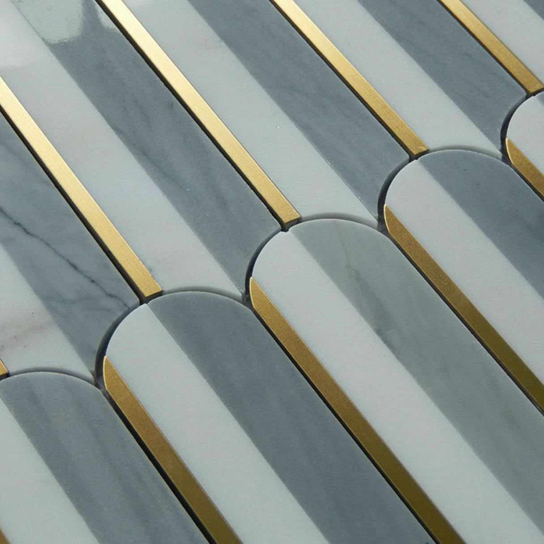 Inlay Brass Gold Marble Mosaic Tile Athens | Mineral Tiles