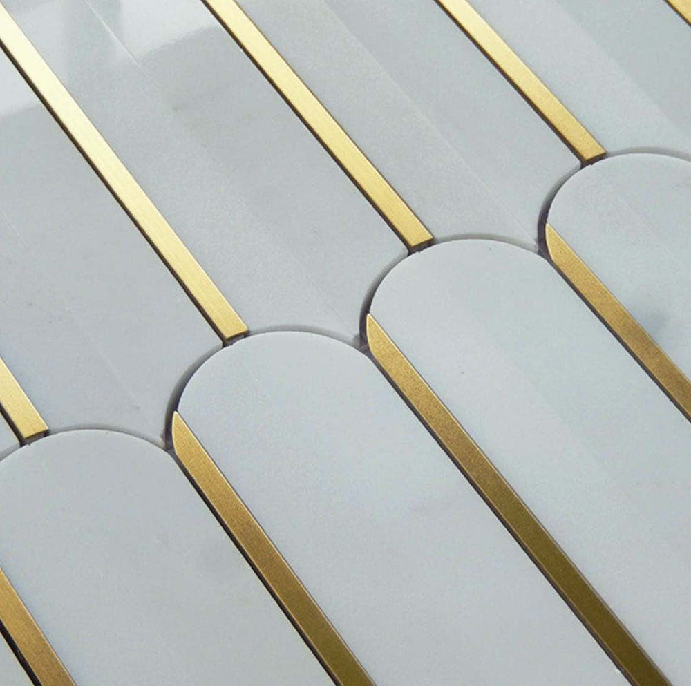 Inlay Brass Gold Marble Mosaic Tile Florence | Mineral Tiles