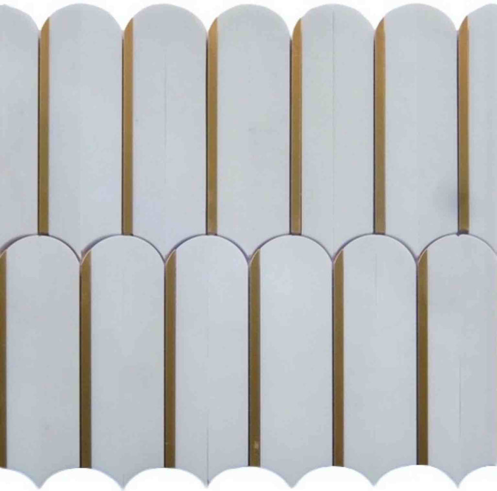 Inlay Brass Gold Marble Mosaic Tile Florence | Mineral Tiles