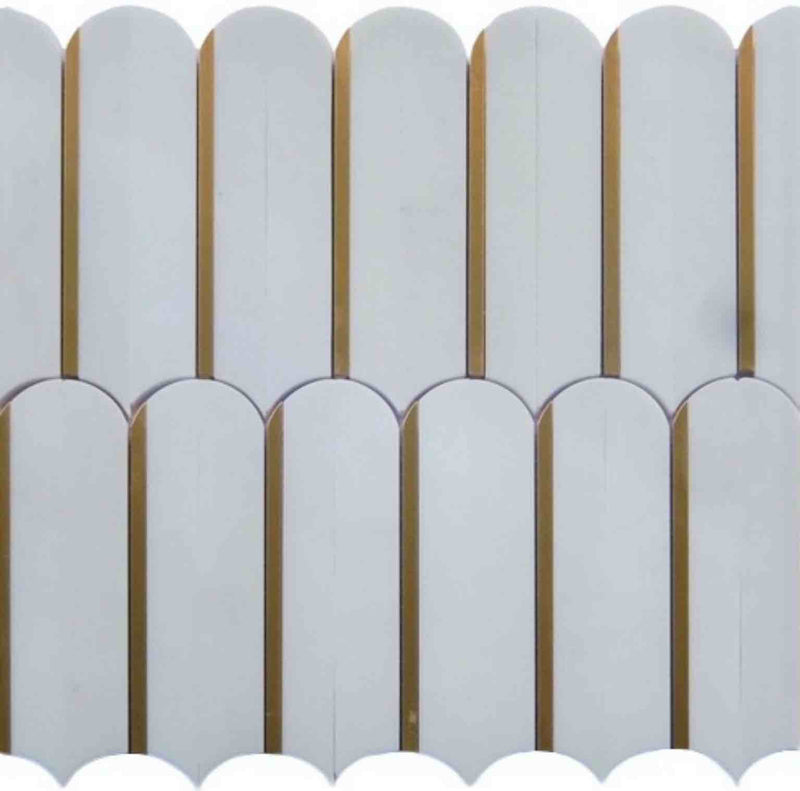 Inlay Brass Gold Marble Mosaic Tile Florence | Mineral Tiles