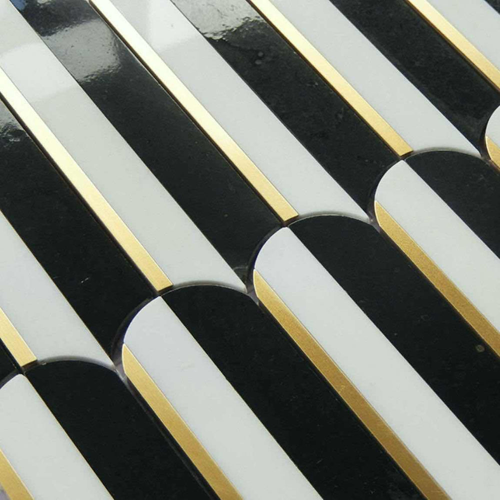 Inlay Brass Gold Marble Mosaic Tile Rome | Mineral Tiles