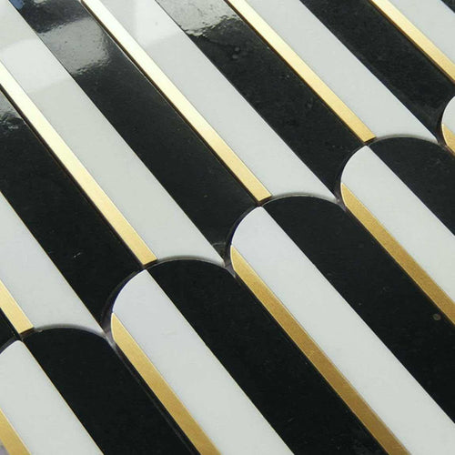 Inlay Brass Gold Marble Mosaic Tile Rome | Mineral Tiles