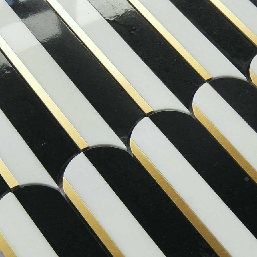 Inlay Brass Gold Marble Mosaic Tile Rome | Mineral Tiles