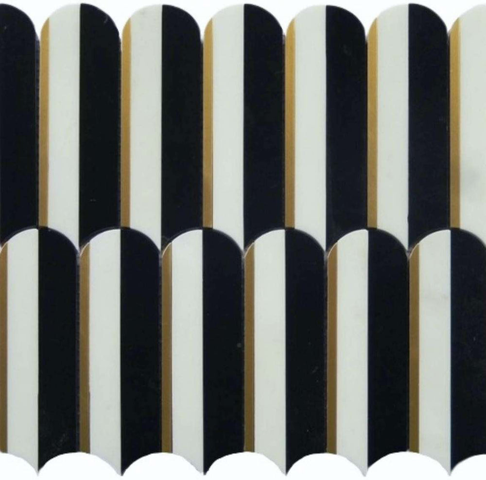 Inlay Brass Gold Marble Mosaic Tile Rome | Mineral Tiles