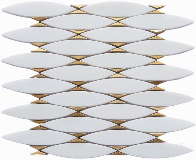 Inlay Brass Gold Thassos Tile Jewelry | Mineral Tiles