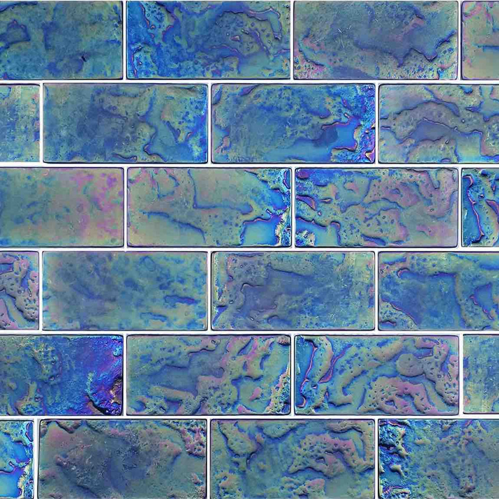 Iridescent Glass Subway Tile Patina 2x4 | Mineral Tiles