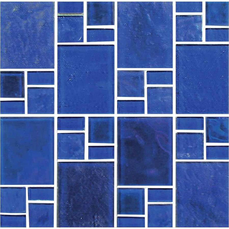 Iridescent Glass Tile Veranda Cobalt Mixed | Mineral Tiles