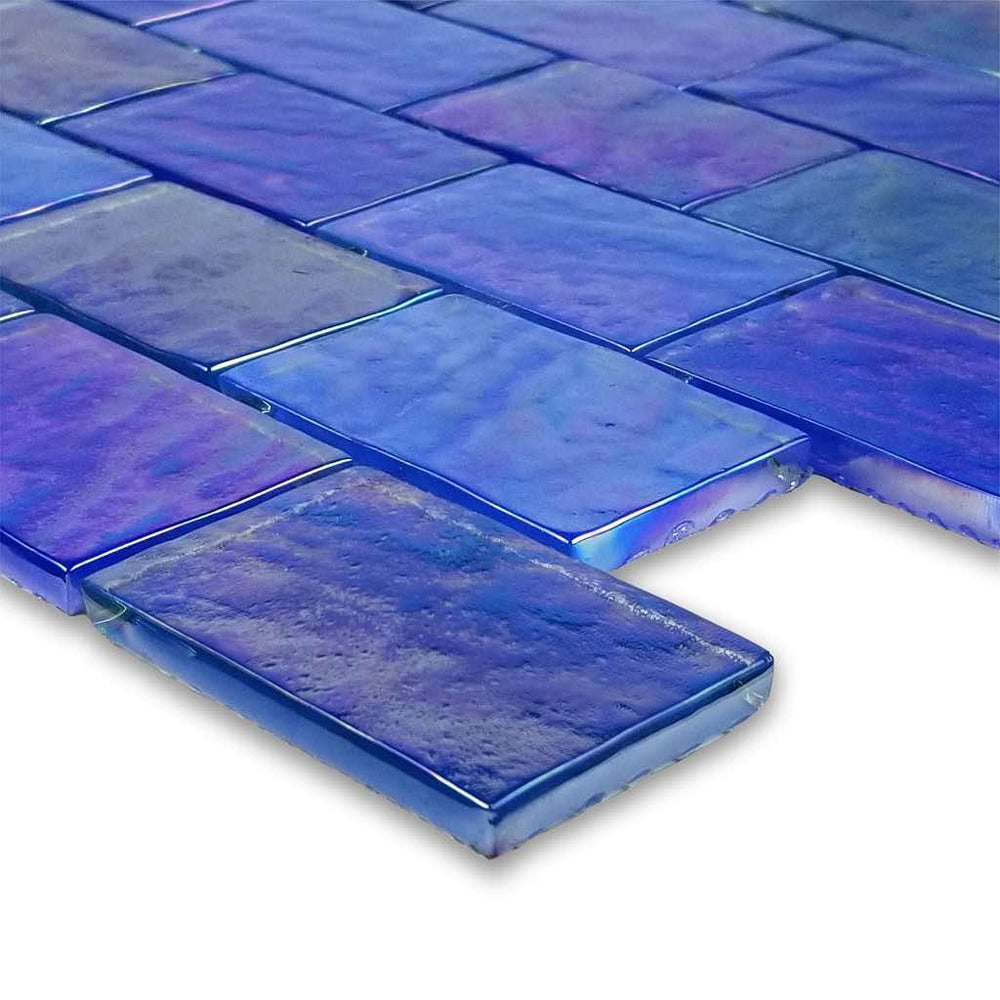 Opalescent Glass Mosaic Tile Light Blue 2x3 | Mineral Tiles
