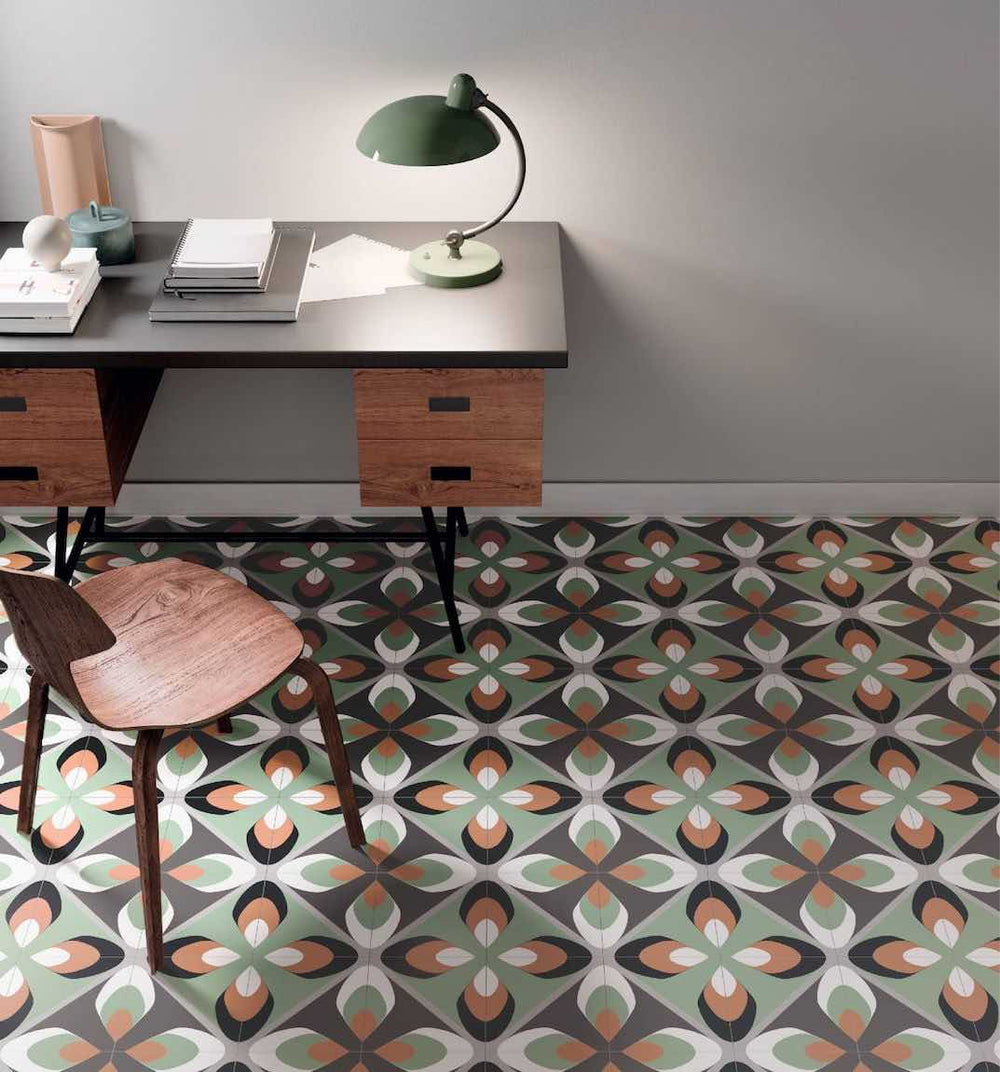 Modern Patterned Porcelain Tile Play Two 8x8 | Mineral Tiles