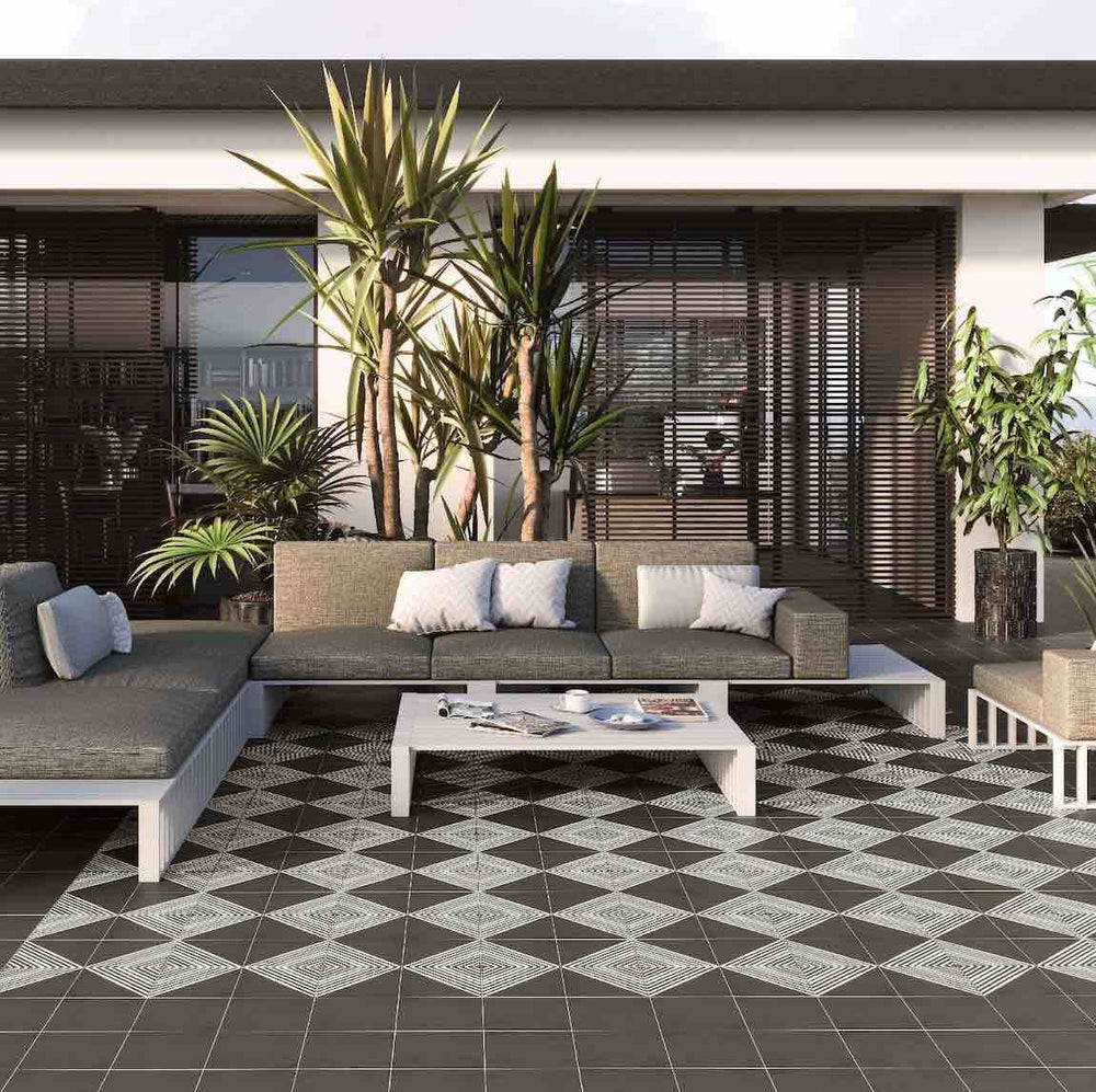 Jazz Patterned Porcelain Tile Patio 8x8 | Mineral Tiles