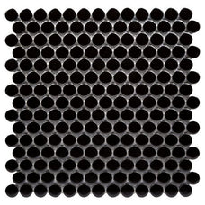 Penny Round Mosaic Tile Black Honed | Mineral Tiles