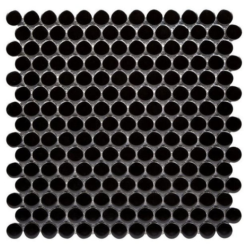 Penny Round Mosaic Tile Black Honed | Mineral Tiles