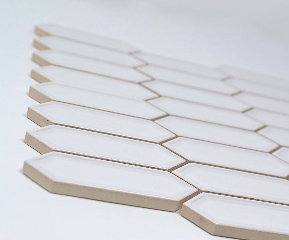 Picket Ceramic Mosaic Wall Tile White | Mineral Tiles