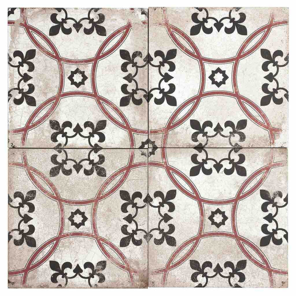 Vintage Patterned Tile Monarch Red 6x6 | Mineral Tiles