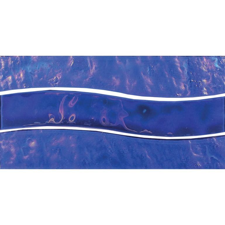 Wave Glass Pool Waterline Tile Cobalt 6x12 | Mineral Tiles